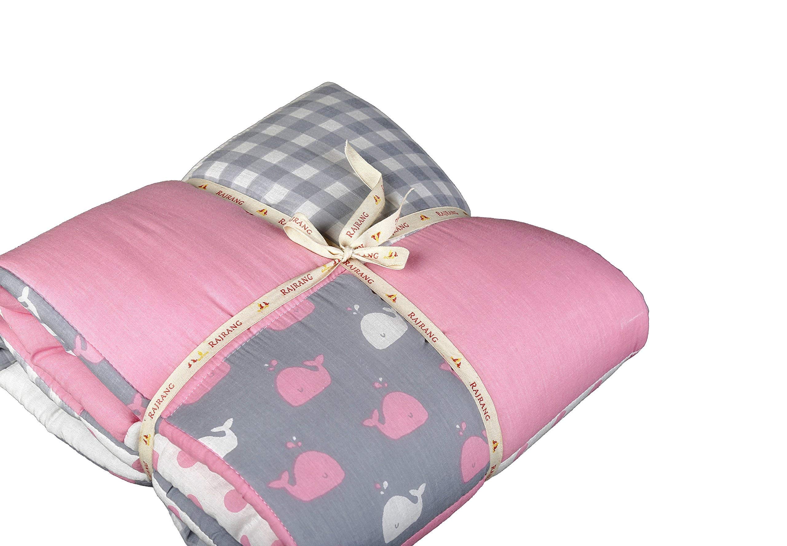 Baby Cotton Blanket - Crib Cute Fish Pattern Cradle Comforter for Newborn Babies Warm and Soft Toddler Quilt - Baby Pink - 38 X 50 in