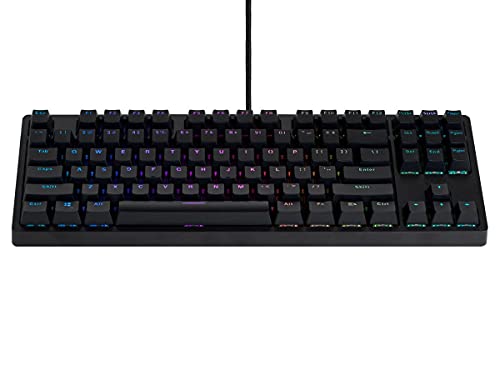 Monoprice Collider TKL Gaming Keyboard - Cherry MX (Blue), RGB Backlit, USB C, Programmable Macros, Full N‑Key Rollover, Mechanical Switches, Tenkeyless, for Computer PC Gamer - Dark Matter