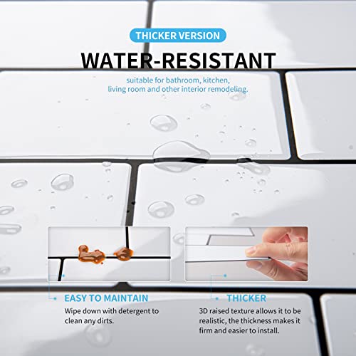 Art3d Peel and Stick Backsplash, 14x12 Subway Tiles, White Faux Ceramic Tiles (10 Tiles, Thicker Version)