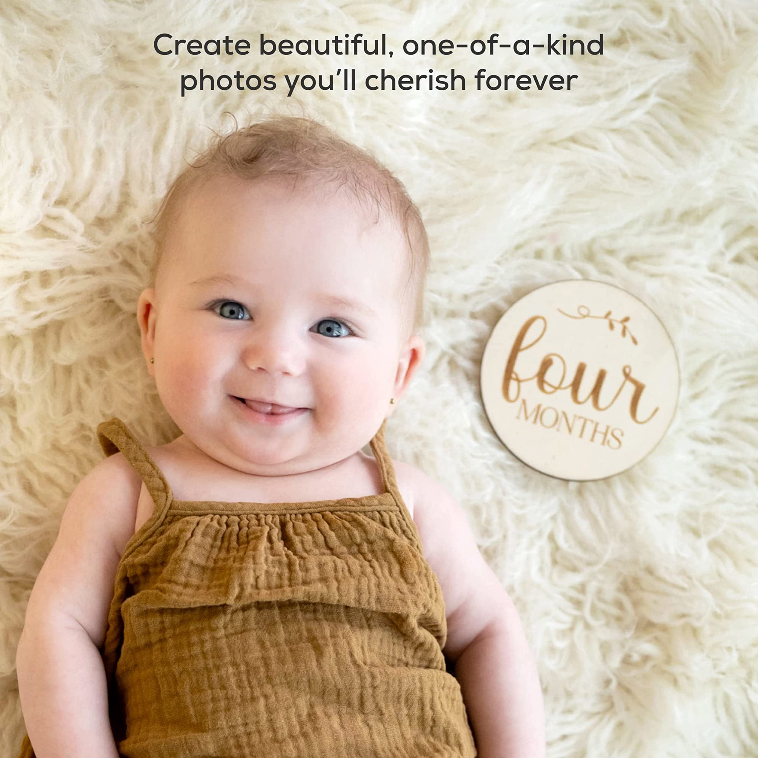 First Landings Birch Milestone Cards - Birch Milestone Markers for Baby's First Year - Light Brown