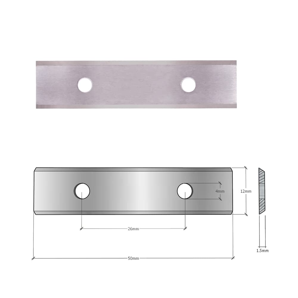 2" (50mm) Paint Scraper Carbide Blades Double-Edged Reversible Replacement Blade (50X12X1.5mm), Pack of 10, Suitable For Most Hand-Held Scrapers