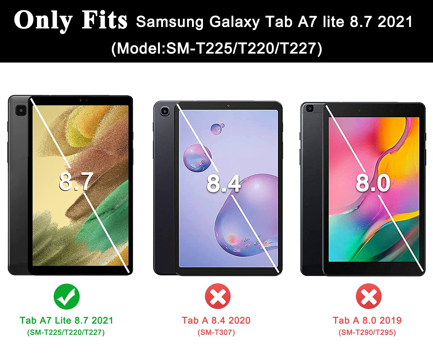 Soke Case for Samsung Galaxy Tab A7 Lite 8.7 Case 2021, Premium Leather Stand Folio Case with Bussiness Pocket, Hard PC Back Cover for Samsung Galaxy Tab A7 8.7 inch Tablet[SM-T225/T220/T227],Black