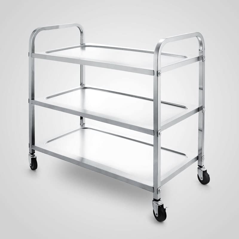 BHVXW 3 Shelf Kitchen Trolley Commercial Food Pantry with Wheels Kitchen Storage Rack