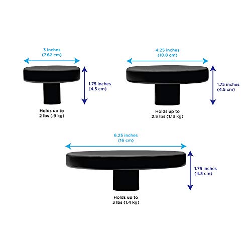 MELANNCO Round MDF Wall Hook, Set of 3, Black