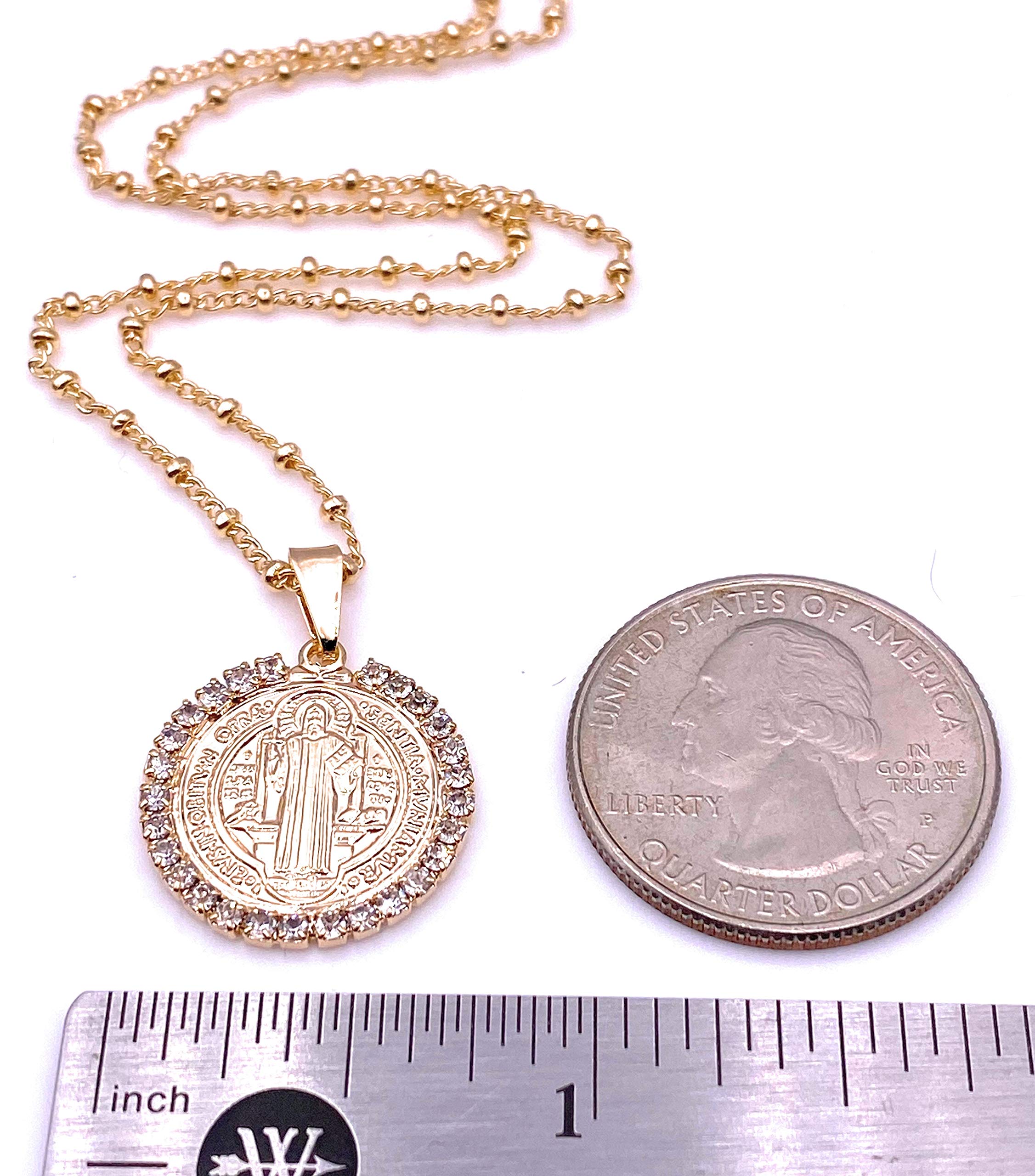 18K Gold Plated Saint Benedict Pendant Necklace for Women Religious Jewelry