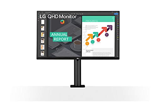 LG 27” 27BN88Q-B Ergo IPS QHD Monitor (2560x1440) with Ergonomic Stand & C-Clamp, USB Type-C™, DCI-P3 95% (Typ.), HDR10 and AMD FreeSync™