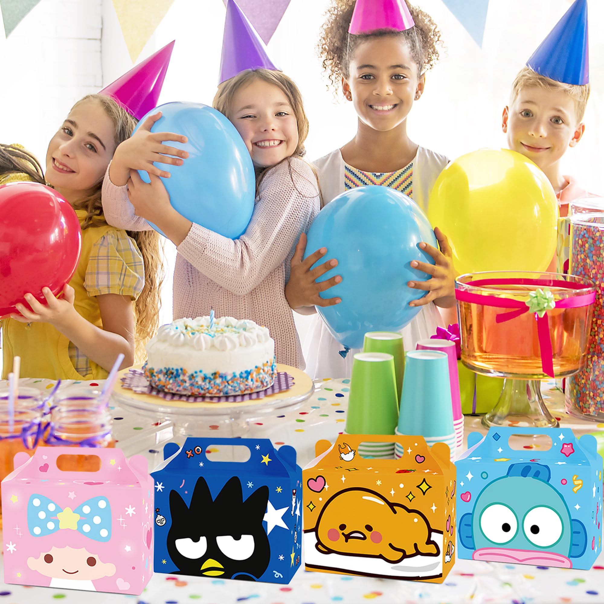 24PCS Cute Party Favor Boxes Treat Boxes, Cartoon Theme Candy Boxes Goodie Gift Boxes with 12 Styles Pattern Birthday Party Supplies Party Decorations