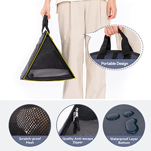 A4Pet Cat Travel Carrier, Collapsible Cat Carrier Bag Airline Approved with Zipper Lock and Removable Washable Mat for Car, Indoor & Outdoor Use