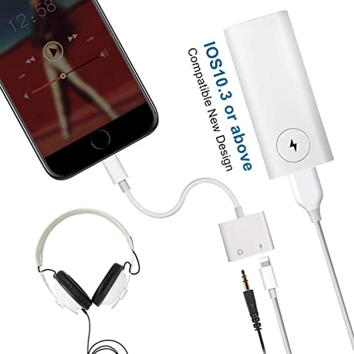 2Pack iPhone Headphone Adapter, 2 in 1 [Apple MFi Certified] Lightning to 3.5mm AUX Audio + Charger Splitter Dongle Headphone Adapter for iPhone 14 13 12 11 XS XR X 8 7 iPad Support All iOS