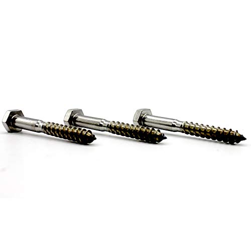 5/16" X 3" Stainless Hex Lag Bolt Screws for Wood, (10 Pack) 304 (18-8) Stainless Steel, by Fullerkreg
