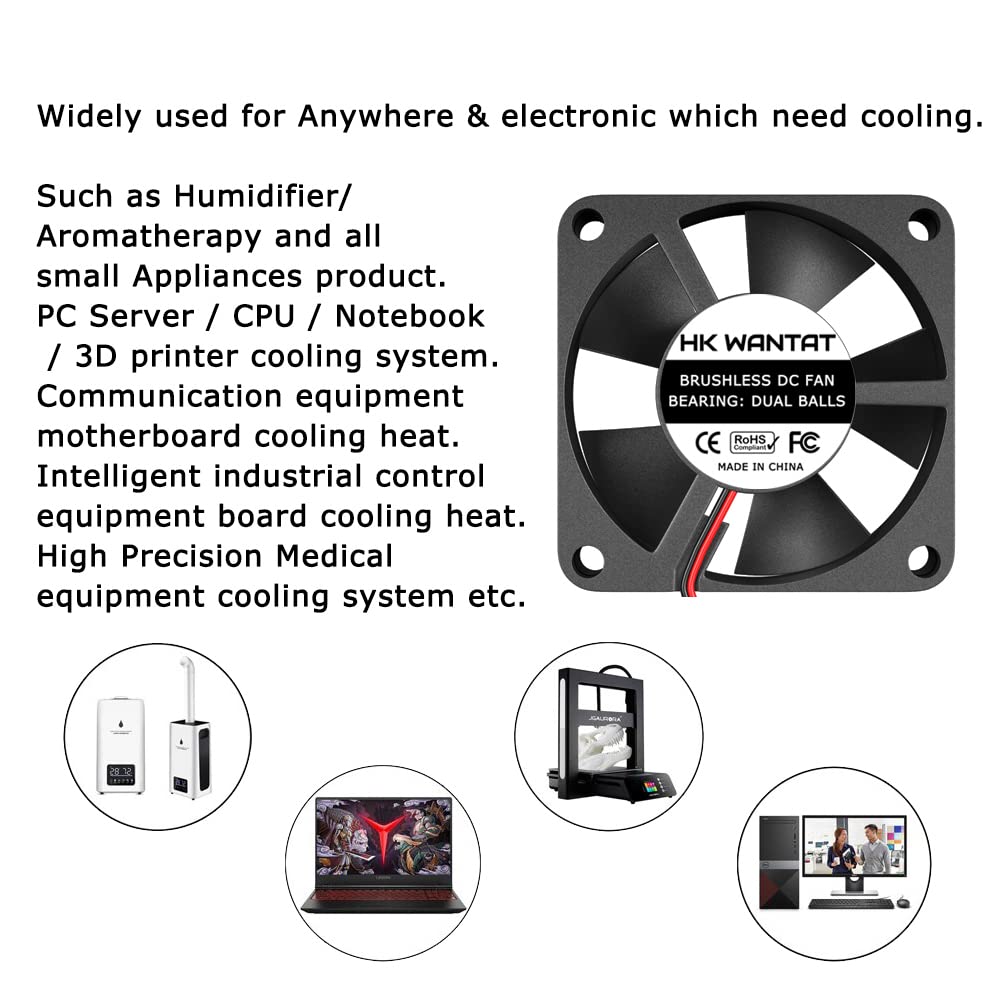 3Pcs HKWANTAT Dual Ball Bearings Brushless DC Cooling 35mm Fan 24v 3510 35x35x10mm 2-Pin