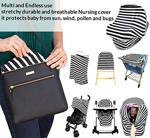 Jeanishiel Nursing Cover Breastfeeding Scarf - Baby Multi use Car Seat Canopy for Girls and Boys, Infant Stroller Cover, Light Blanket (Black)