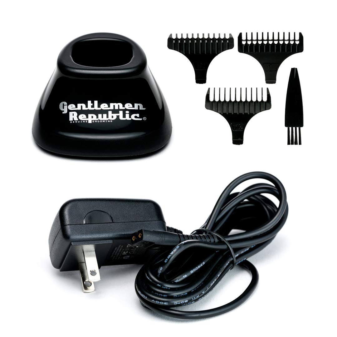 Gentlemen Republic Liner Professional Trimmer - 120 Minutes Runtime, Magnetic Linear Motor, Cordless Quiet Hair Trimmer for Barbers and Stylists with Black Diamond Carbon DLC Blade, White