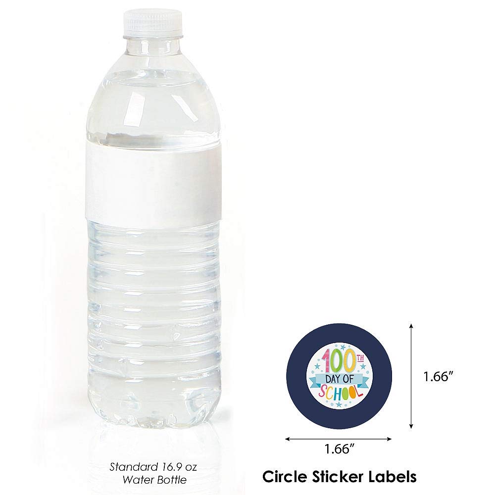 Big Dot of Happiness Happy 100th Day of School - 100 Days Party Circle Sticker Labels - 24 Count