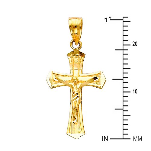 14k REAL Yellow Gold Religious Jesus Crucifix Cross Charm Pendant