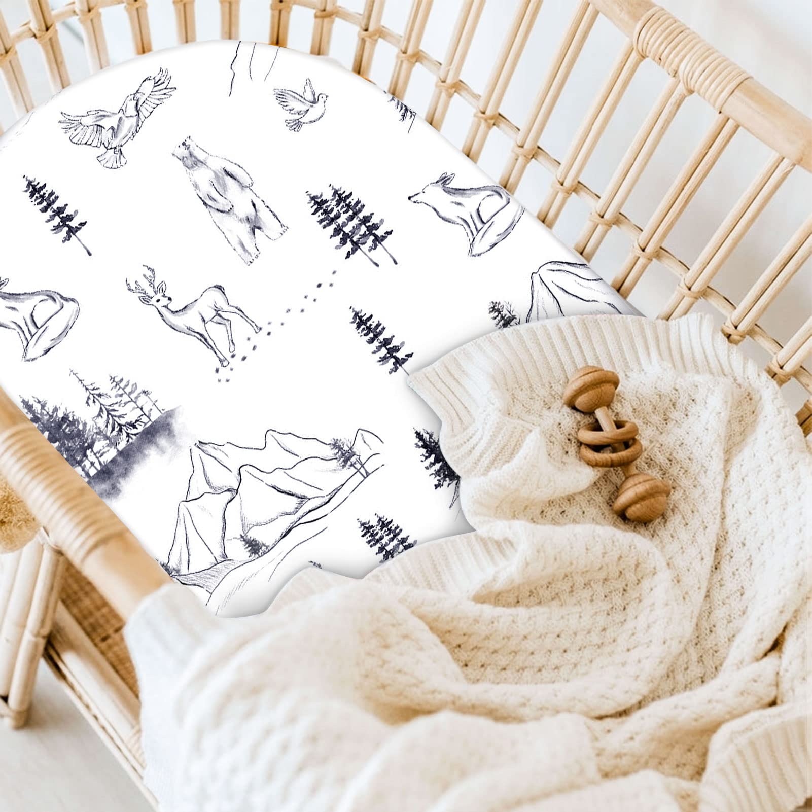 2 Pack Premium Pack N Play Sheets Playard Playpen Sheets Snug Fitted for Standard Pack and Plays and Mini Cribs - Ultra-Soft Jersey Knit, Cute Woodland Pattern