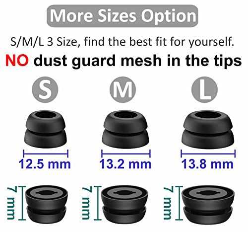 6 Pairs Galaxy Buds Pro [ Double Flange ] Ear Tips, S/M/L 3 Size Replacement Silicone Fit in Case Flexible Noise Reduce Earplug Earbuds Eartips Compatible with Samsung Galaxy Buds Pro - Black