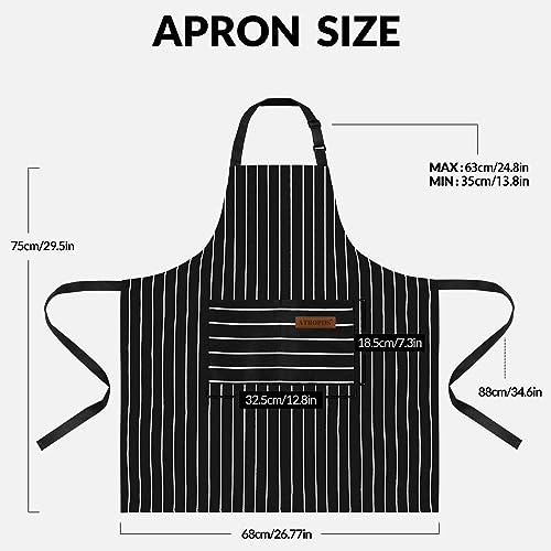 ATROPOS 2 Pieces Aprons for Women with Pockets, Aprons for Men, Womens Kitchen Apron, Cooking Apron Adjustable Bib Chef Apron(Unisex)