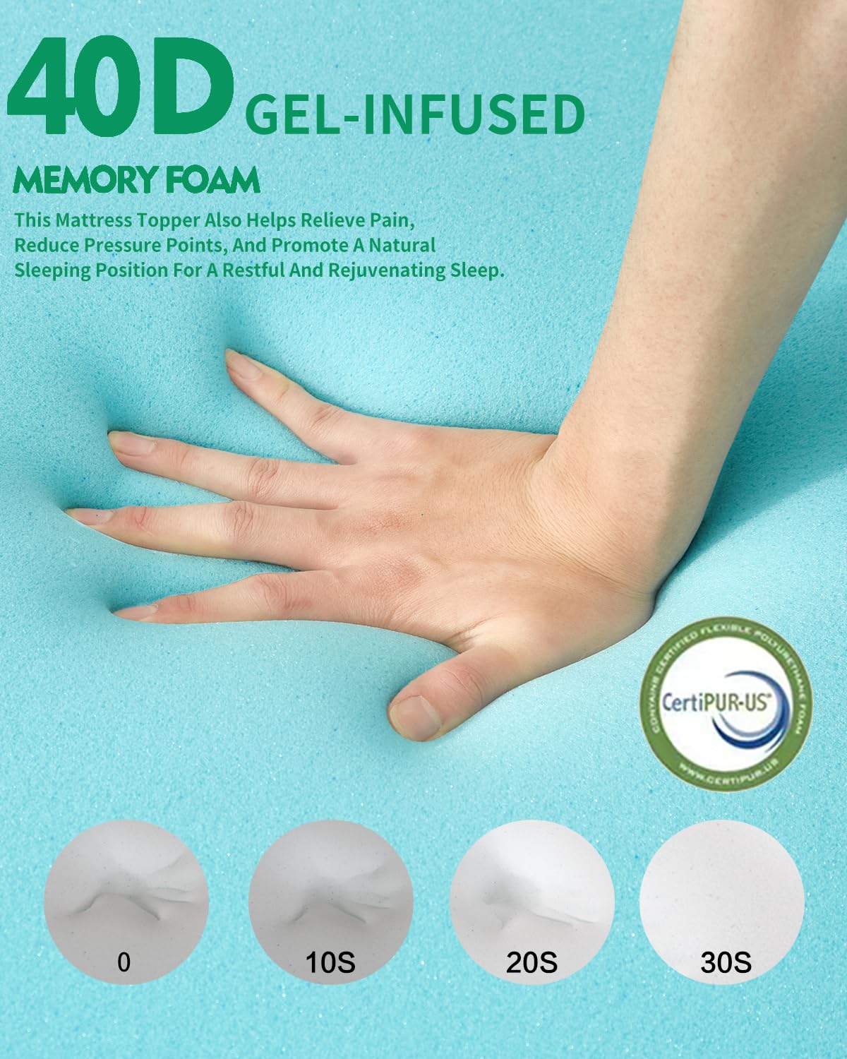 3 Inch Gel Infused Memory Foam Mattress Topper Queen Size, High Density Cooling Ventilated Design Memory Foam Bed Toppers-Ultra Plush Mattress Toppers