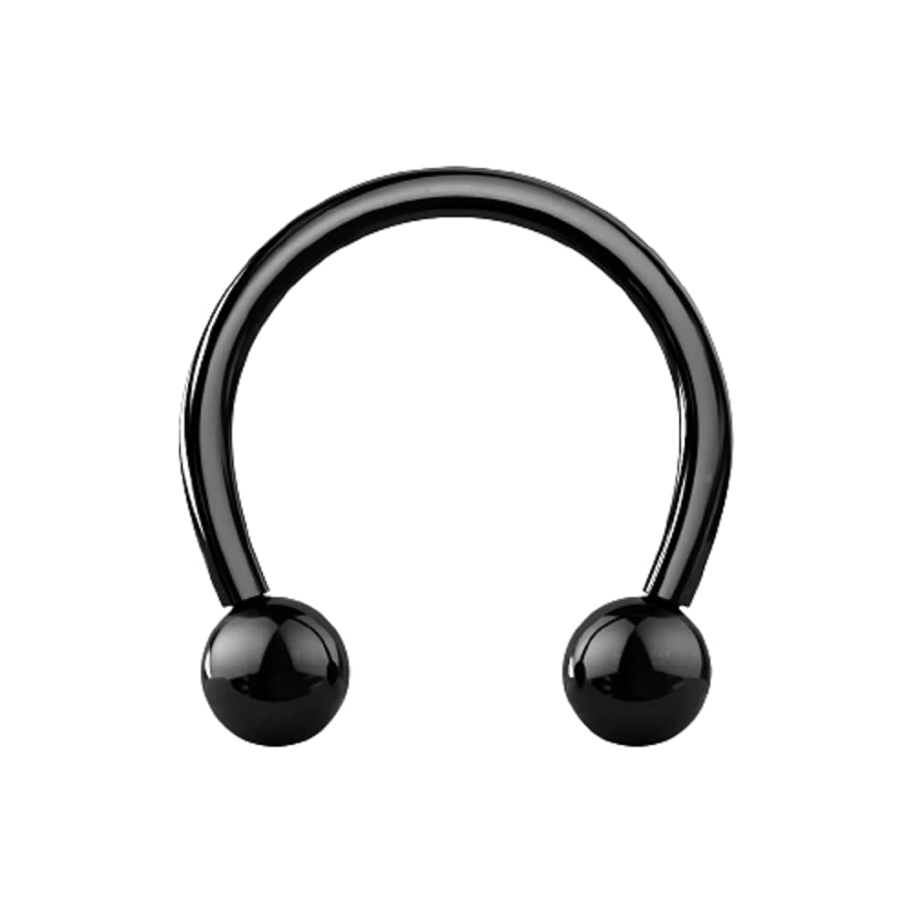 16GA PVD Plated G23 Implant Grade Titanium Internally Threaded Ball Ends Cartilage Helix Daith Septum Circular Horseshoe Barbell (Black)