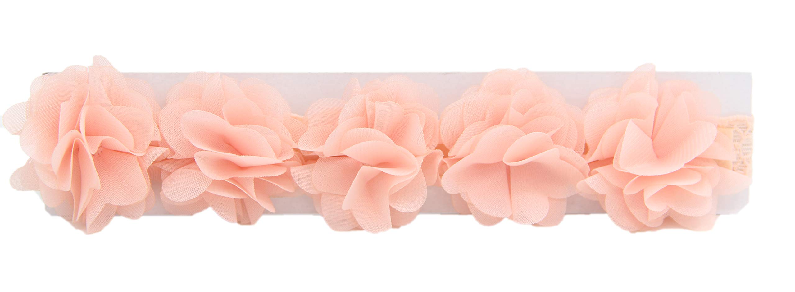 Baby Elastic Chiffon Flower Headbands Princess Girls Hand Sewing Beads Flower Headwear (XW1005)