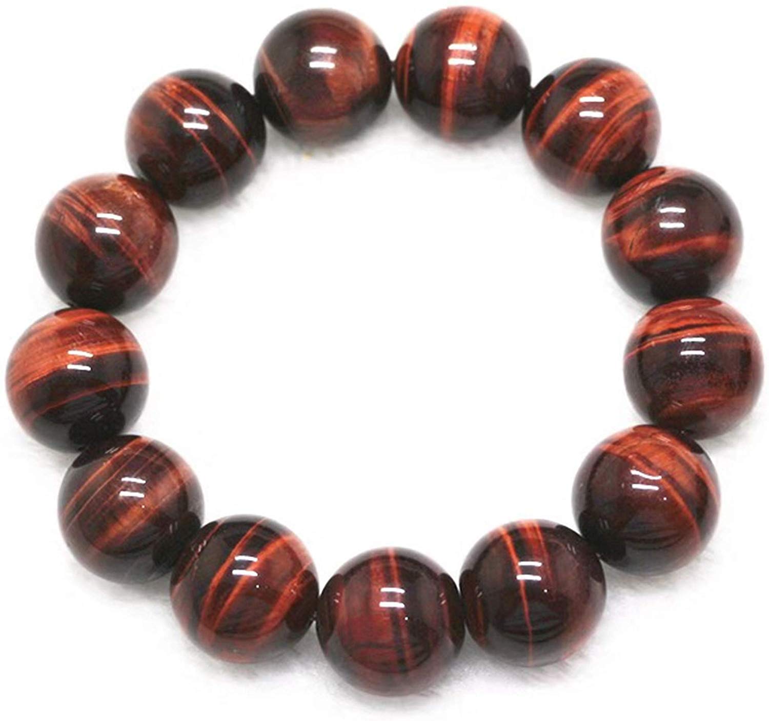 16mm Natural Red Tiger Eye Gemstone Cat Eye Round Bead Women Men Bracelet AAAA