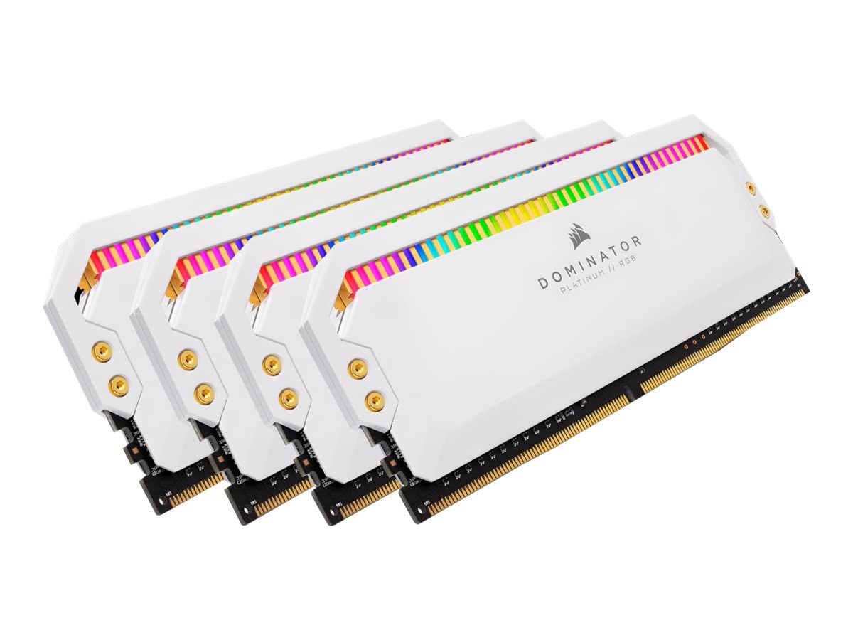 Corsair Dominator Platinum RGB 32GB (4x8GB) DDR4 3200MHz C16 Desktop Memory (12 Ultra-Bright CAPELLIX RGB LEDs, Patented Dual-Channel DHX Cooling Technology, Intel XMP 2.0 Support) White