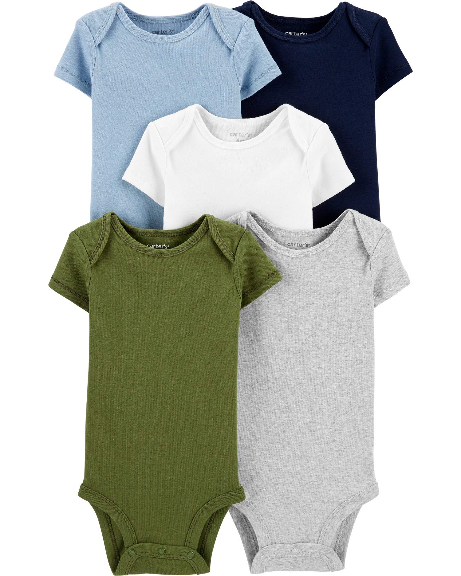 Carter's Baby Boys' 5-Pack Original Bodysuits, Sleeveless (6 Months, Solid Multi)