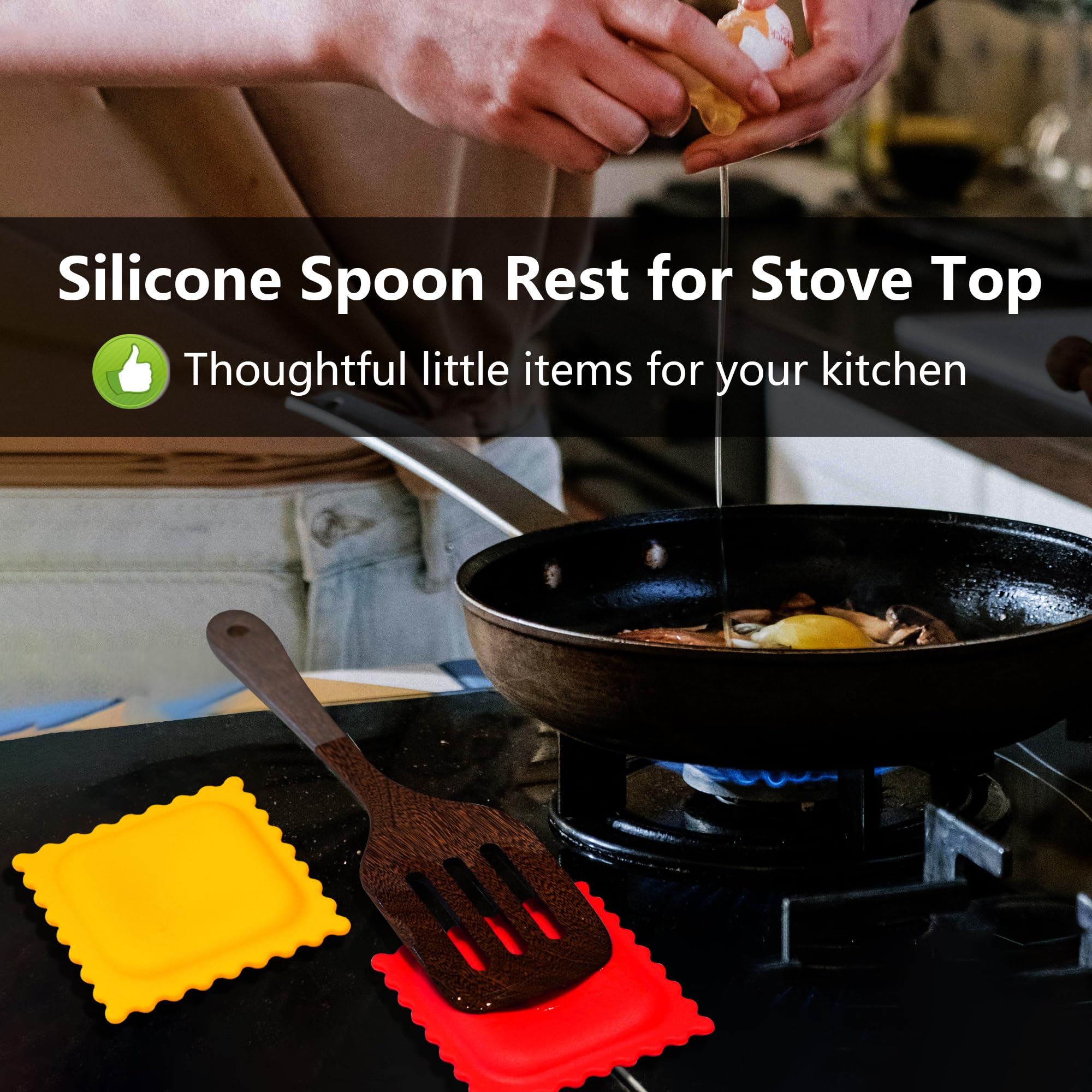 2 sets Silicone Spoon Rest for Stove Top,Spatula Rest for Stove Top,Silicone Spoon Holder for Stove Top,spatula holder for counter,sauce cups,Soy sauce dish,Dipping bowls(Yellow + Red)