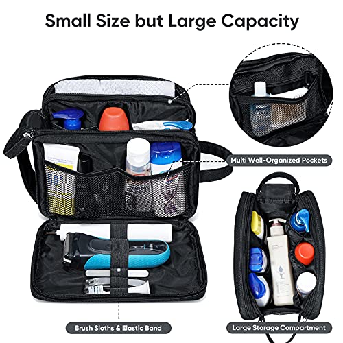 BALEINE Toiletry Bag for Men, Large Travel Toiletries Bags with Water-Resistance Compartment, PU Leather Dopp Kit (Medium, Black)