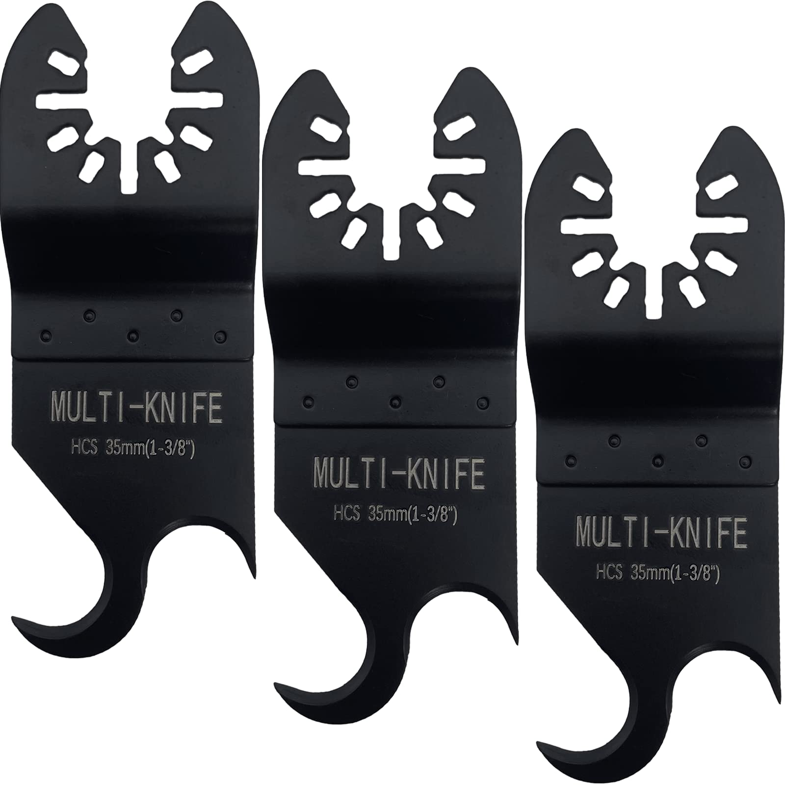 3PCS Oscillating Saw Blades, Wood Metal Multitool Quick Release Blades for Cutting PVC Carpet and Cardboard, Fit Dewalt Rockwell Milwaukee Makita Dremel Bosch Ridgid Craftsman, Black
