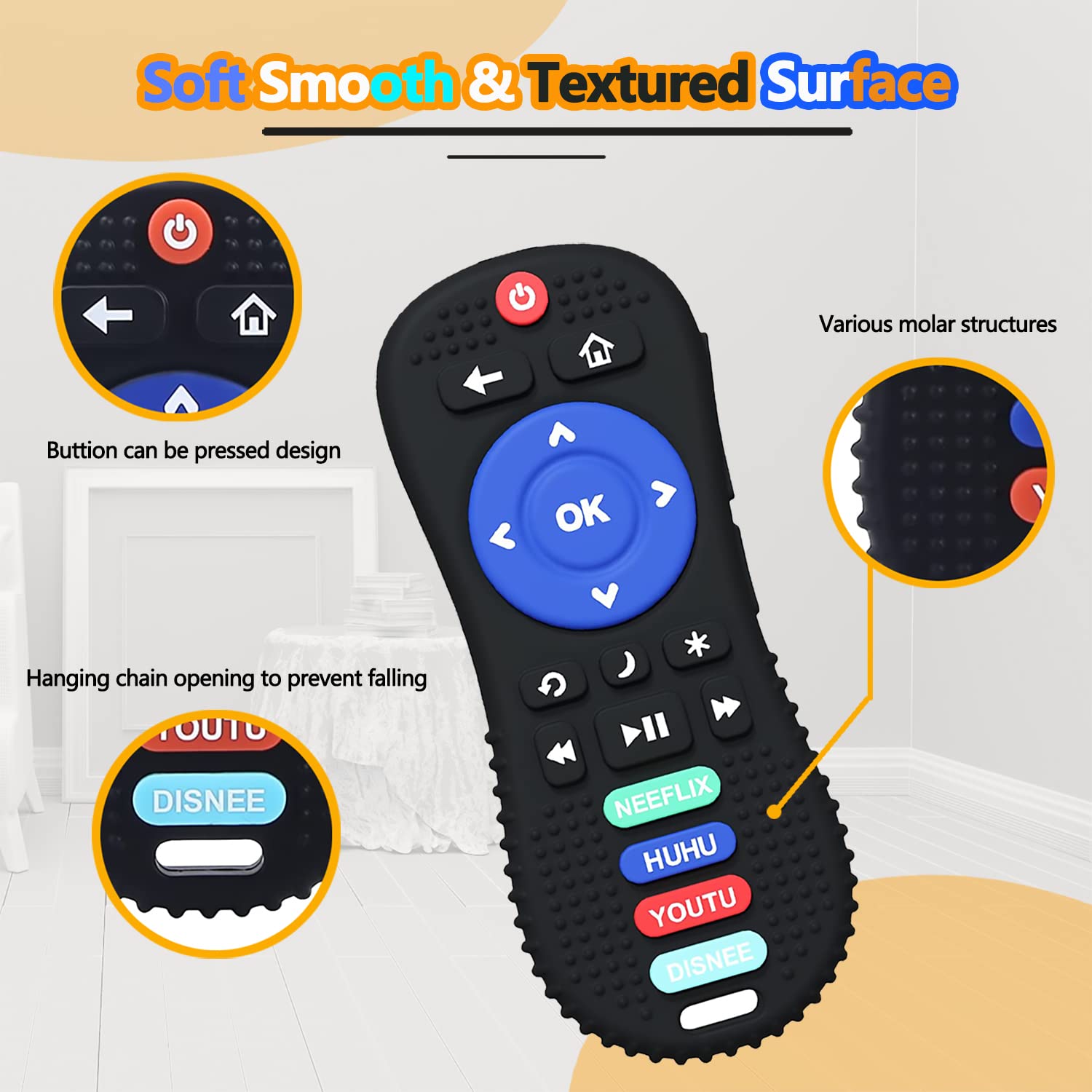 2 Pack Remote Teether for Baby, Teething Toys for Babies 3-6-12 Months TV Remote Control Shape Silicone Baby Hand Teethers -Infant Chewing Toys for Sucking Needs-Safety Tested
