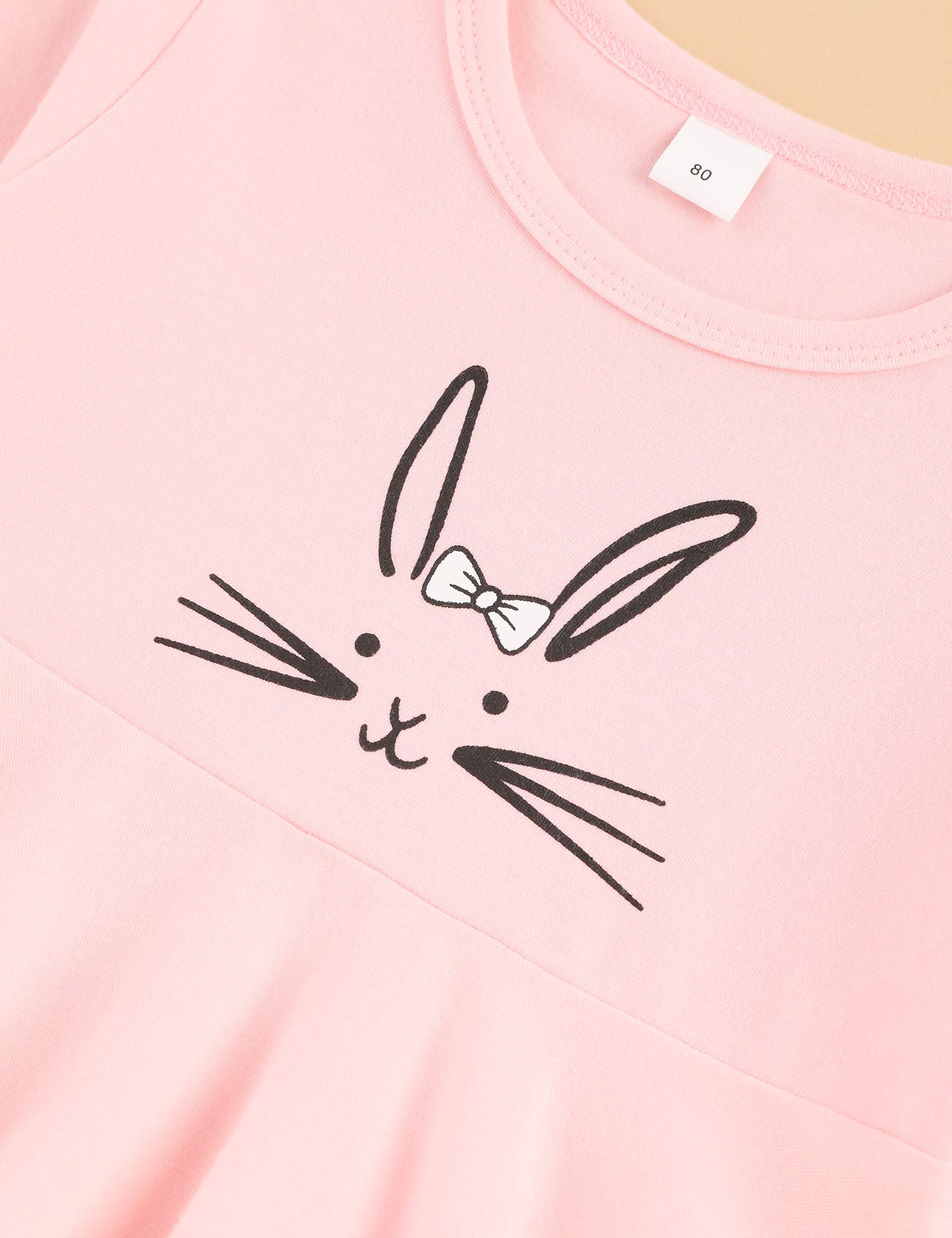 bilison Toddler Baby Girl Easter Outfit Sets Cute Long Sleeve Dress Top Bunny Floral Pants Girl Easter Clothes Sets