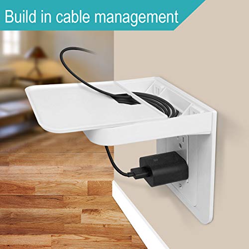 ALLICAVER Outlet Shelf, Wall Holder for Kitchen Organization,A Space Saving Solution for Google, Homepod Mini, Speakers, Phones, Electric Toothbrush (White-Decora)