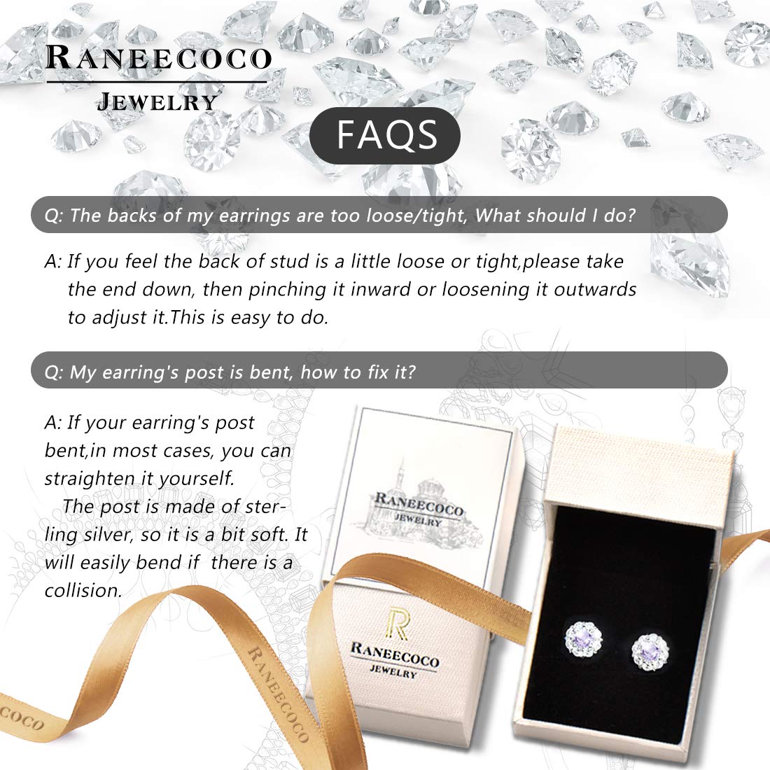 18K White Gold Plated Halo Cluster Cubic Zirconia Stud Earrings for Women - Sterling Silver CZ Jewelry Set