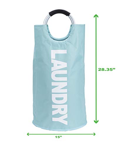 Mind Reader DORMHAMP-BLU 82L Large Basket (5 Colors) Collapsible Fabric Laundry Hamper, Foldable, Folding Washing Bin, Clothing Bag, Double Layer with PE Board, Blue