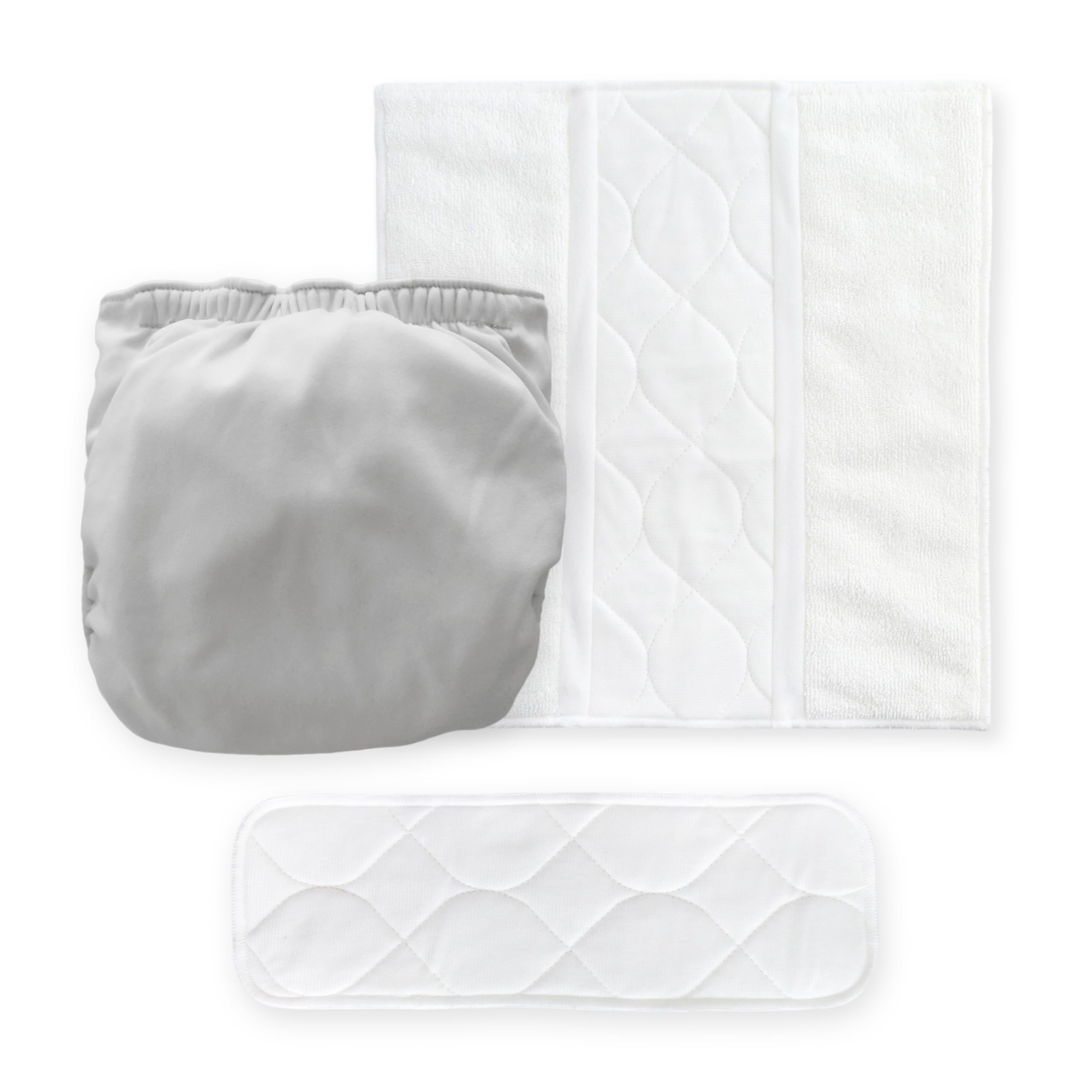 Amazing Baby Hybrid Cloth Diaper Cover/Swim Diaper, Small, Sz 2 (8-15 lbs), Use Boosties Disposable or Reusable Inserts, Gray, SmartNappy Set: Cover + Tri-Fold + Booster Pad