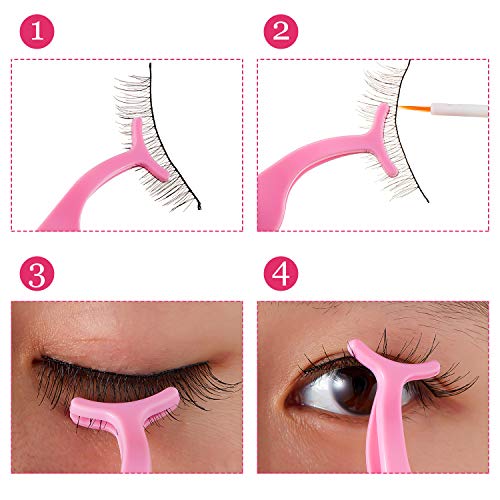 Mudder 60 Pcs Plastic Eyelashes Extension Tweezers False Eyelash Applicator Tool Eyelashes Clip Fish Tail Clip Tweezers for Lashes Application and Removal(Pink)