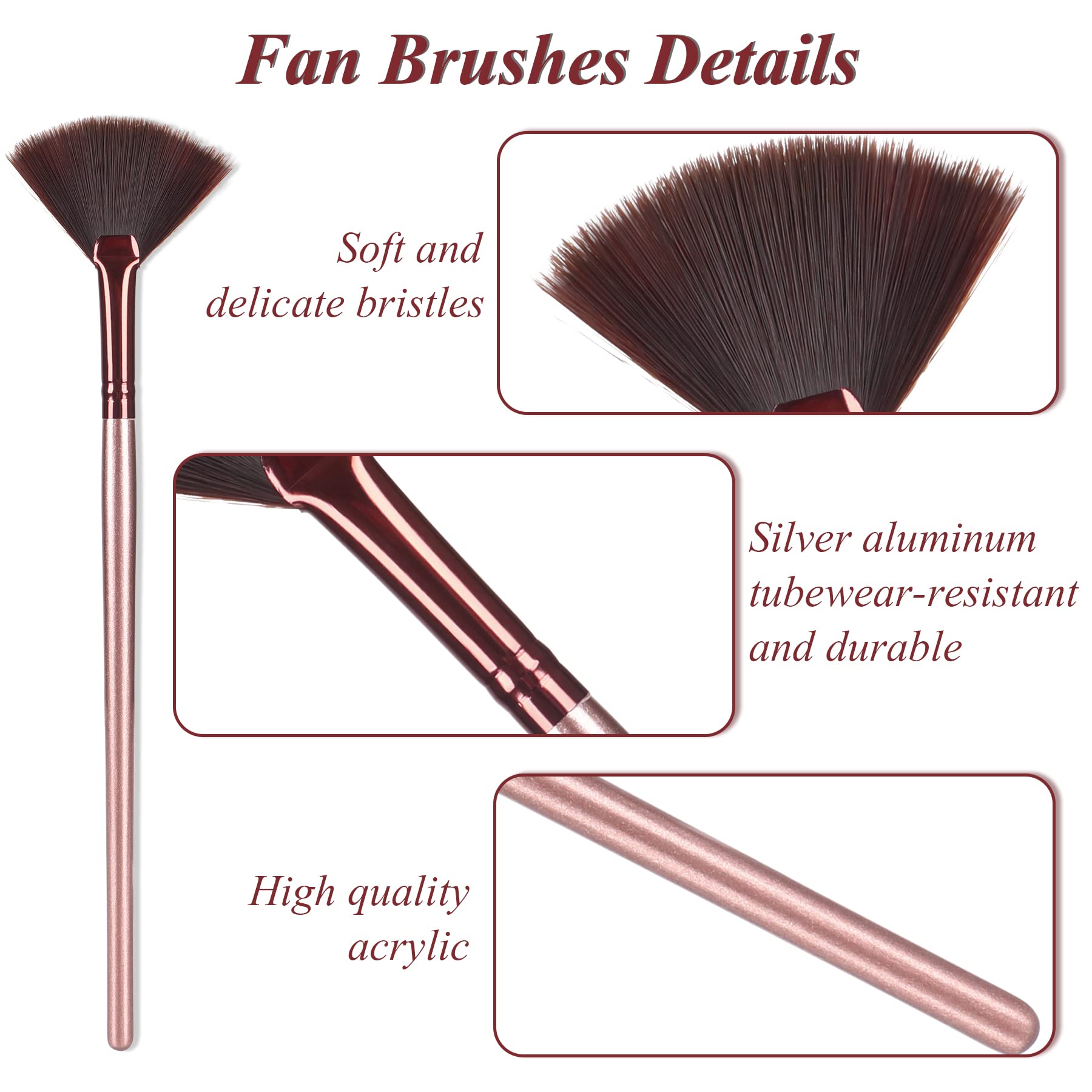 15PCS Facial Brushes Fan Mask Brushes, Soft Facial Applicator Brushes Tools Mask Acid Applicator Brush for Peel Glycolic Mask Makeup(5 Styles)