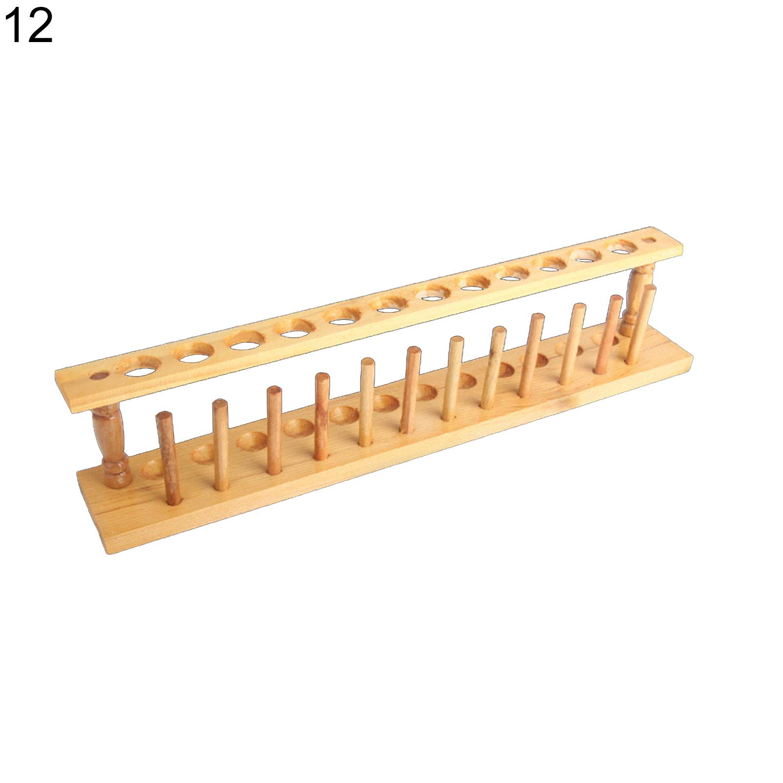 ONWRACE HASEAN Storage Wooden Burette Test Tube Holder Support with Stand Sticks Rack Shelf, 6/8/10/12 Holes Laboratory Instrument Test Tube Support Rack Stand Shelf- 12