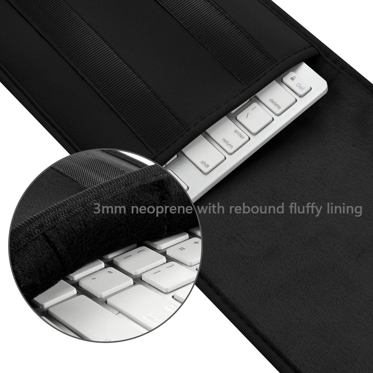 Case Star Keyboard Sleeve Travel Storage Pouch for Wireless Large Size Mechanical and Gaming Keyboards Arteck Microsoft (Up to 20 Inch) - Adjustable Height Neoprene Keyboard Bag Case (Black-Large)