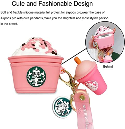 3D Cute Funny Cool Kawaii Fashion Ice Cream Cup for Airpods pro 2019 Charging Case Pink