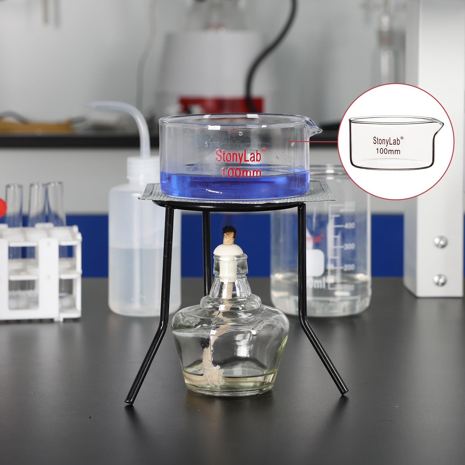 stonylab Crystallizing Dish with Spout and Heavy-Duty Rim, Borosilicate Glass Reusable Crystallizing Dishes for Crystallization and Evaporation, 300ml Capacity OD 100mm