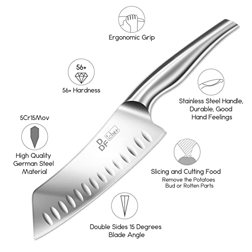 DDF iohEF Kitchen Knife, Chef's Knife In Stainless Steel Professional Cooking Knife, 7 Inch Antiseptic Non-slip Ultra Sharp Knife with Ergonomic Handle Ideal for Kitchen/Restaurant