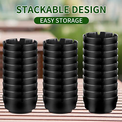 6Pcs Ashtray Sets for Cigarettes, Plastic Tabletop Ash Tray Sets, Indoor Outdoor Ashtrays Perfect for Home Patio Restaurant Bar Hotel and Office Use (Set of 6 Black)