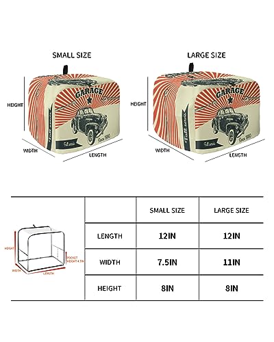 2 Slice Toaster Cover 1960s Retro Car Garage Pop Art Toaster Dust Cover with Pockets Washable Toaster Cover for Kitchen Small Appliance Bread Machine Covers Home Decor