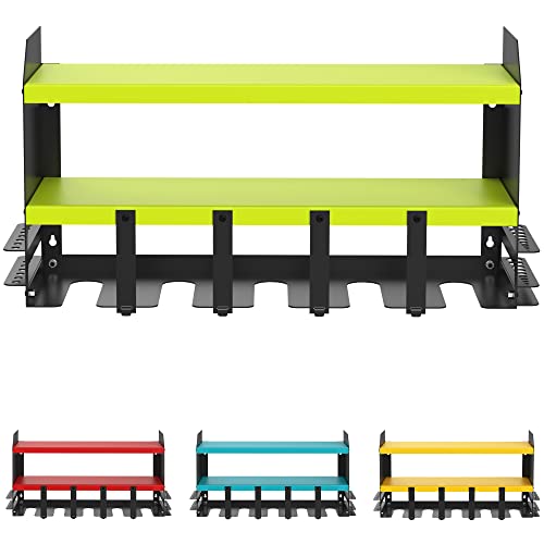 BULL-TECH Power Tool Organizer, 5 Drill Holder Wall Mount with Storage Rack, Cordless Drill Charging Station, Wall Mount Shelf Screwdriver Holder,Premium Garage Storage Organizers(Green)