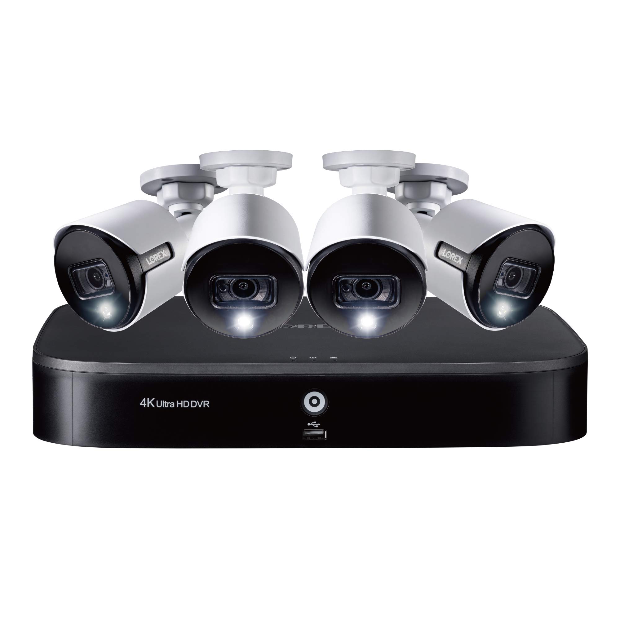 Lorex Indoor/Outdoor Wired Security Camera System, 5MP Ultra HD Bullet Cameras with Motion Detection Surveillance, Active Deterrence, 2TB 8 Channel DVR, 4 Cameras