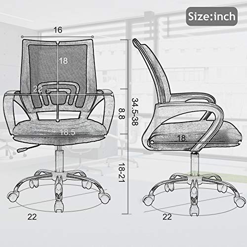 Home Office Chair Desk Chair Computer Chair Ergonomic Chair Mid Back Mesh Chair Adjustable Height Swivel Task Executive Chair, with Lumbar Support & Armrest Cheap Small Rolling Task with Wheel,Black