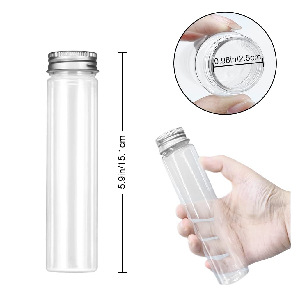 20 Pcs 115ml Test Tubes,Clear Clear Plastic Test Tubes with Caps for Candy,Bath Salts,Spices,Dried Flowers and Party Decor